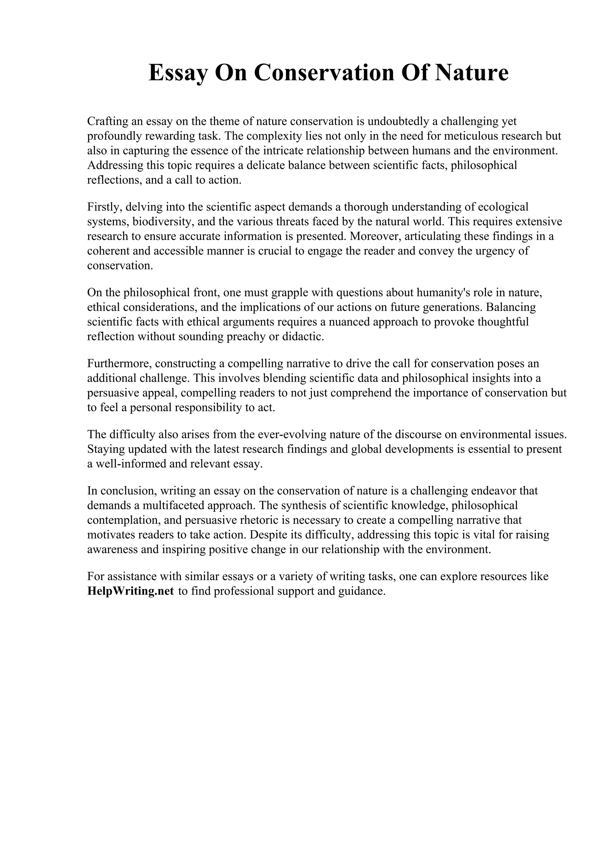 Essay On Conservation Of Nature | PDF