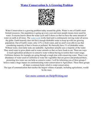 Essay On Conservation Of Water | PDF