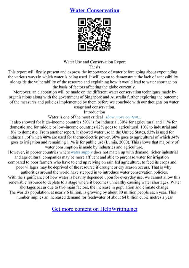 Essay On Conservation Of Water | PDF