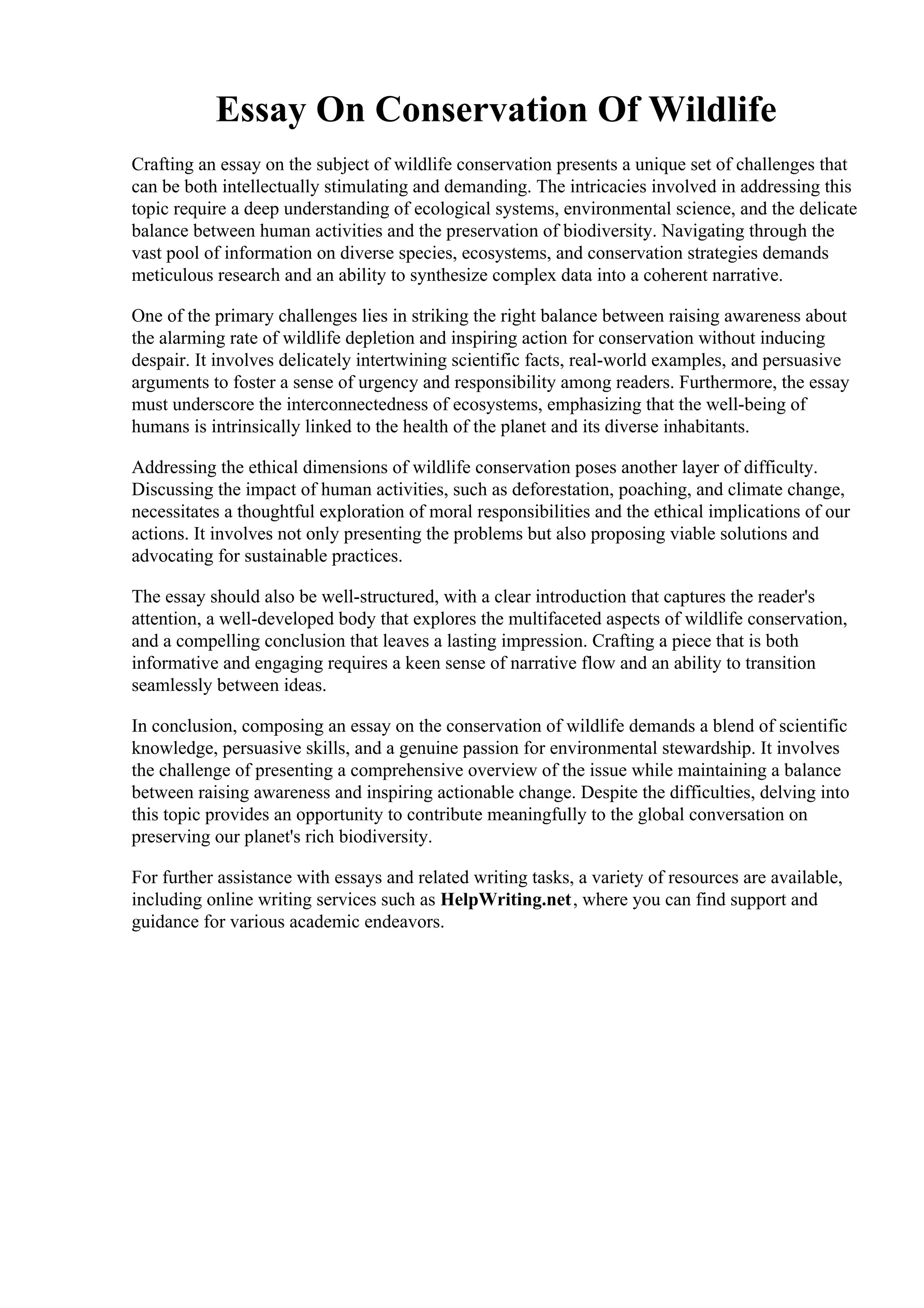 Essay On Conservation Of Wildlife.pdf