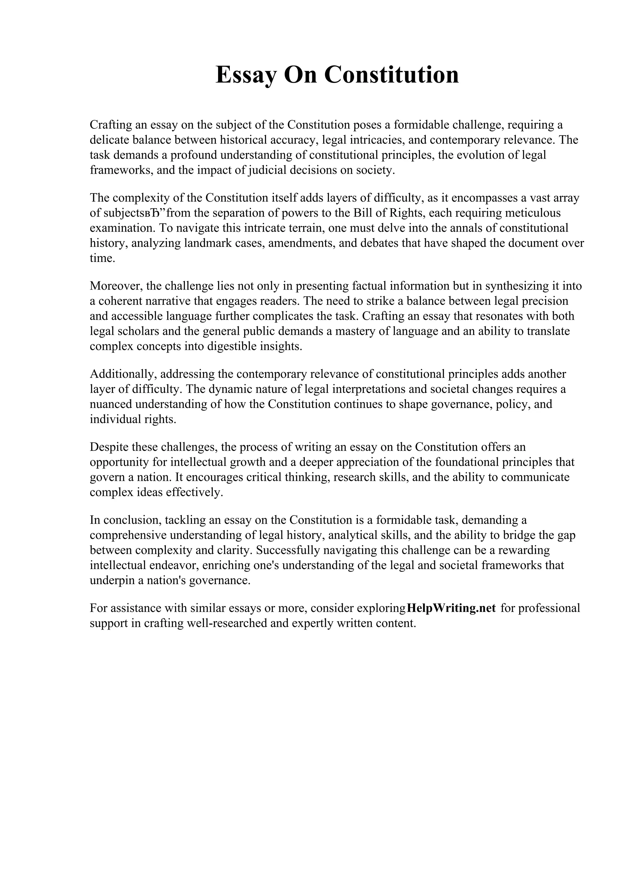 Essay On Constitution | PDF