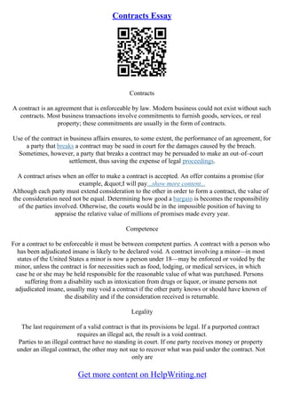Essay On Contracts | PDF
