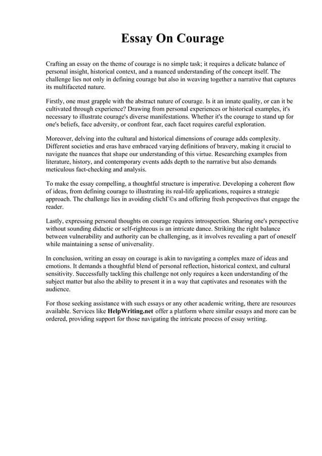 Essay On Courage. St. Louis College of Health Careers | PDF