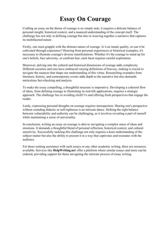 Essay On Courage. Definition essay about courage | PDF