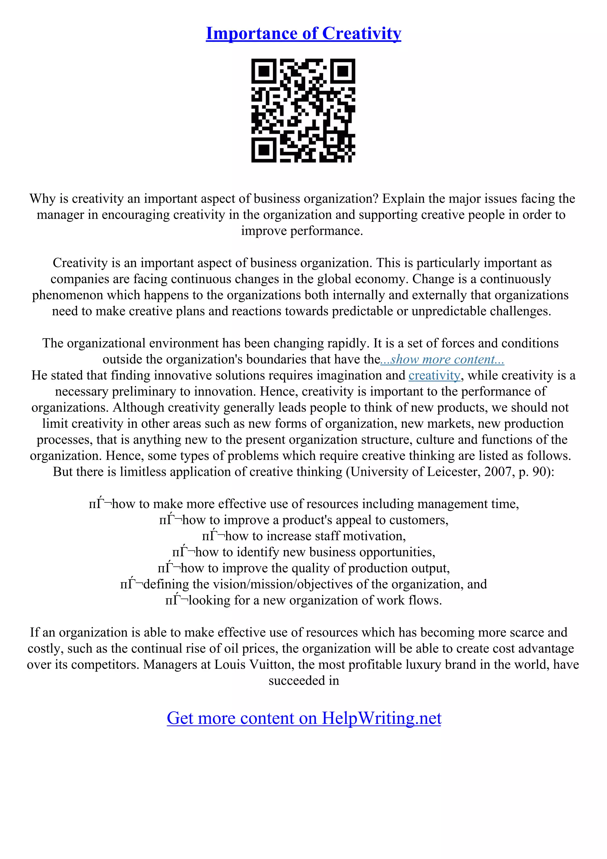 Essay On Creativity | PDF