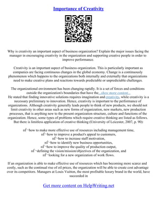 Essay On Creativity | PDF