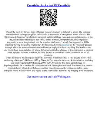 Essay On Creativity | PDF