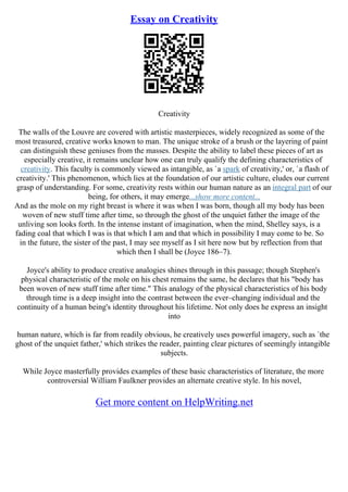 Essay On Creativity | PDF