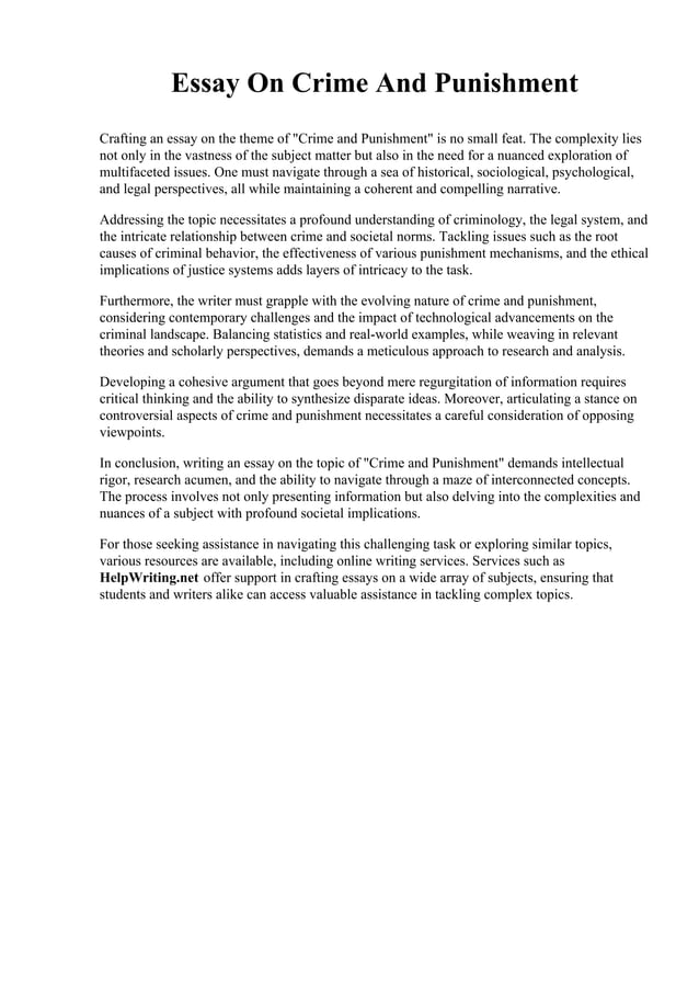 Essay On Crime And Punishment | PDF | Crime & Harmful Acts to ...