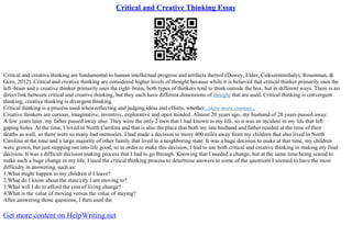 Essay On Critical Thinking | PDF