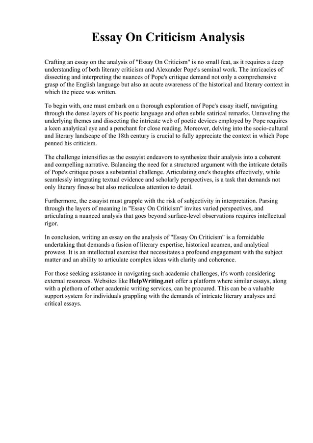 Essay On Criticism Analysis.pdf | Poetry | Books and Literature