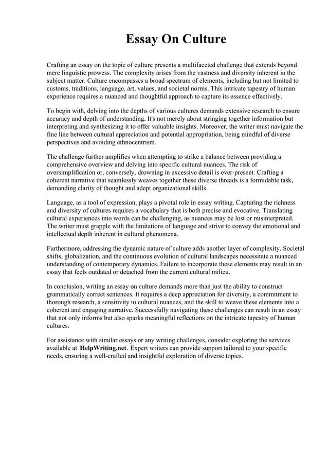 Essay On Culture | PDF