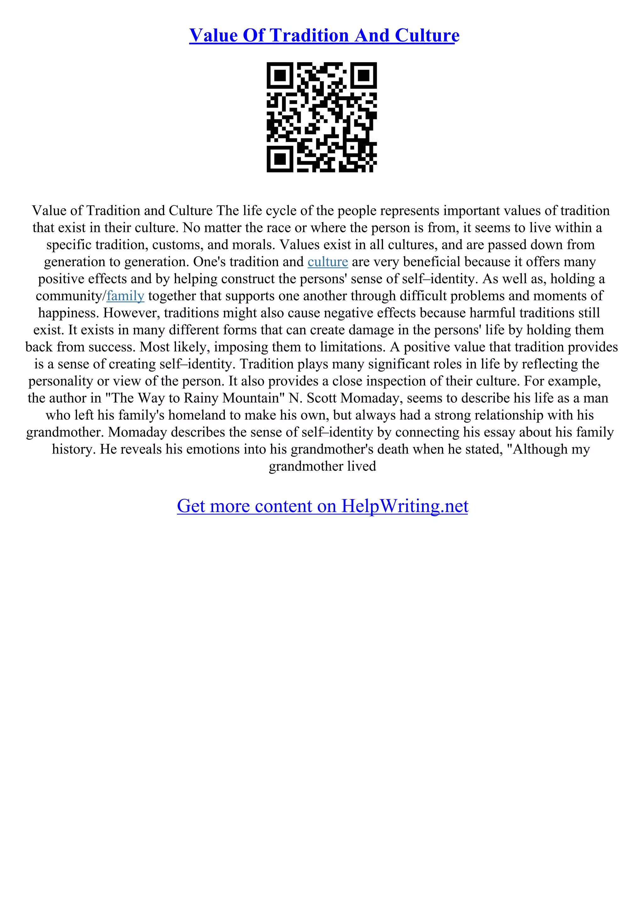 Essay On Culture And Tradition | PDF