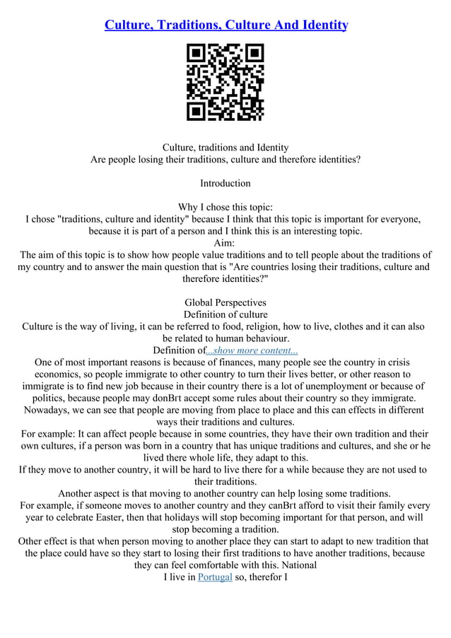 Essay On Culture And Tradition | PDF