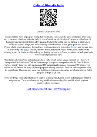 Essay On Culture Of India | PDF