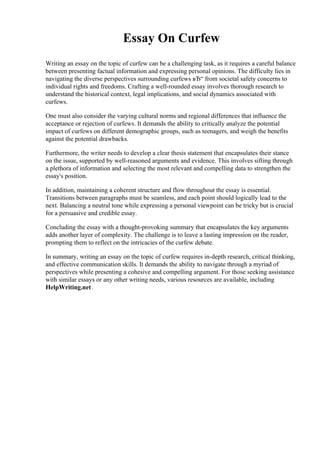 Essay On Curfew | PDF