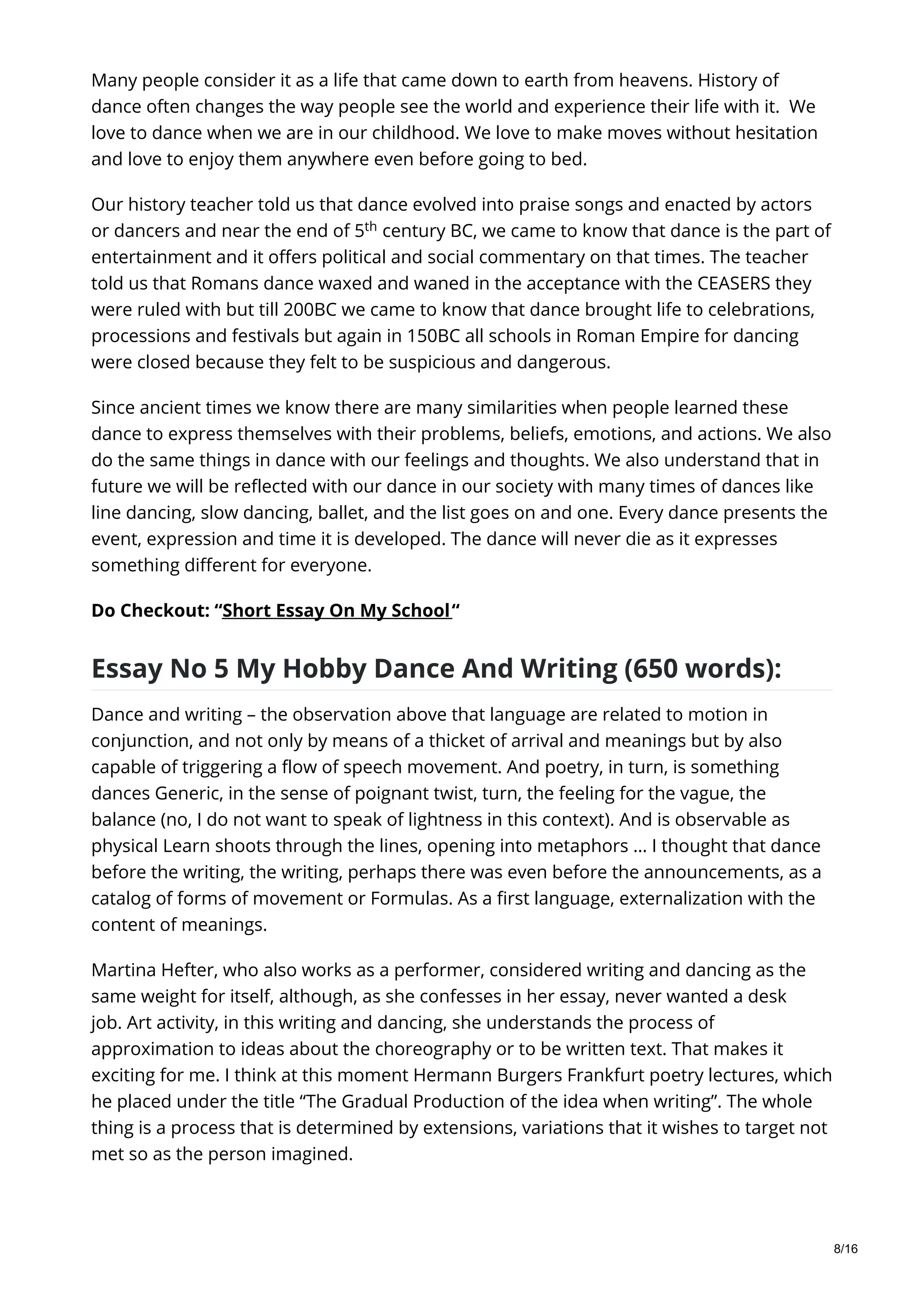 Essay on dancing creativesavantz.com