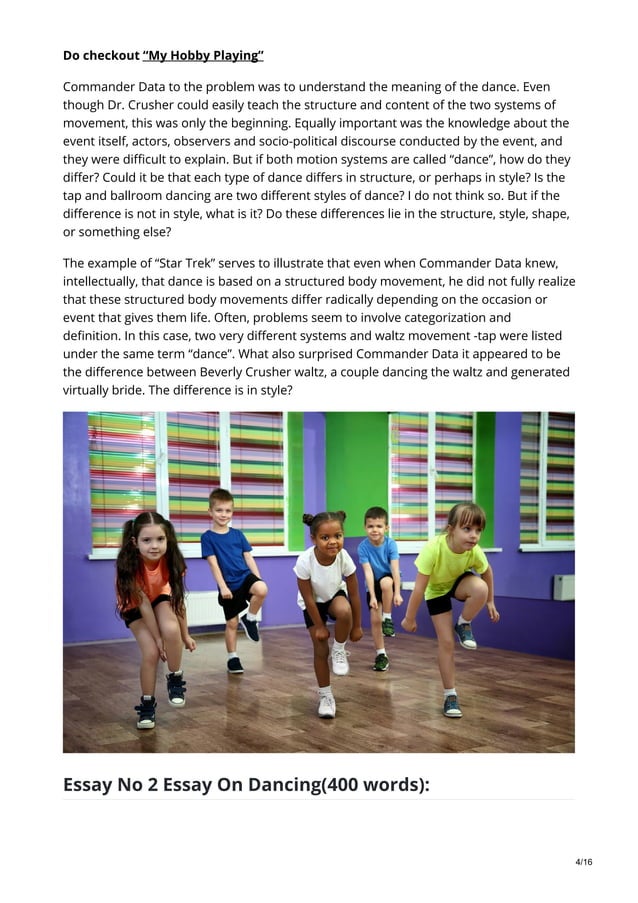 Essay on dancing creativesavantz.com