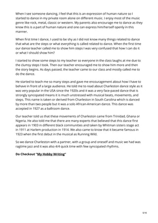 Essay on dancing creativesavantz.com