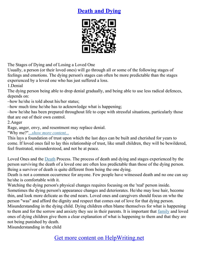 Essay On Death And Dying | PDF