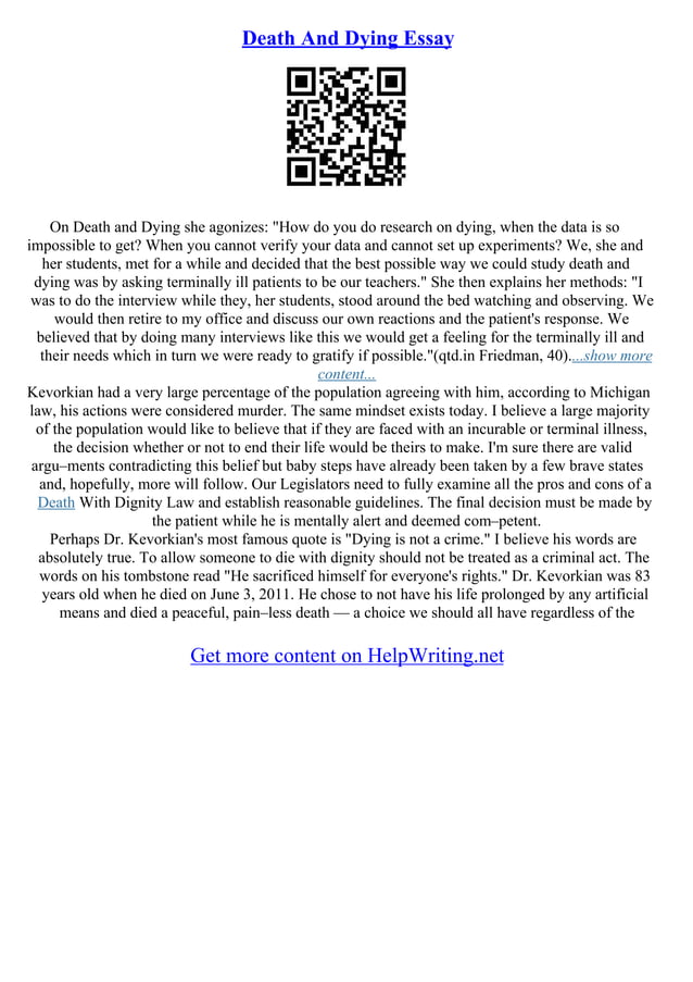 Essay On Death And Dying | PDF
