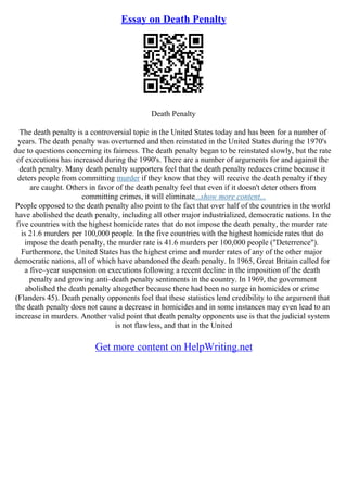 Essay On Death Penalty | PDF