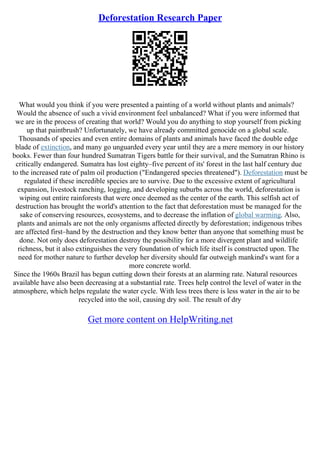 Essay On Deforestation | PDF
