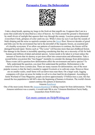 Essay On Deforestation | PDF
