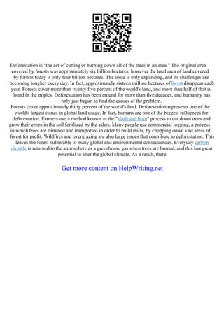Essay On Deforestation | PDF