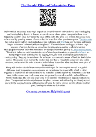 Essay On Deforestation | PDF