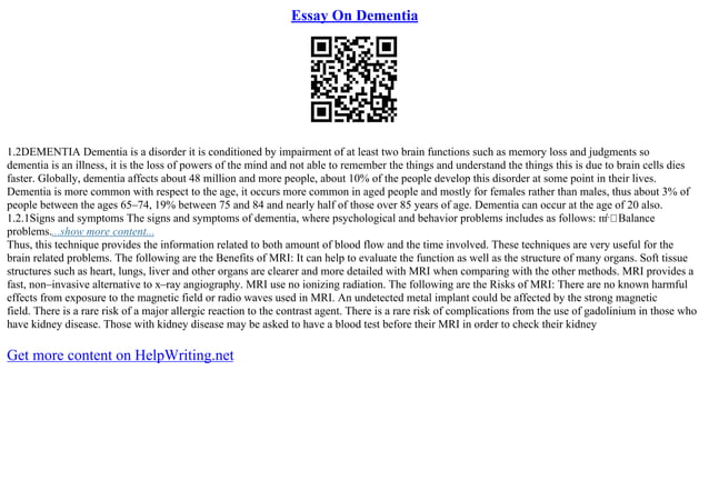 Essay On Dementia | PPT