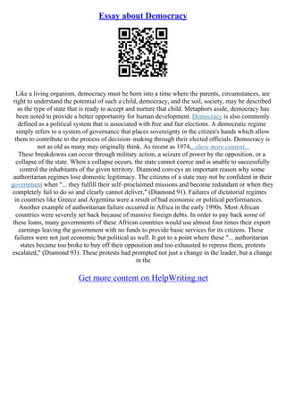 Essay On Democracy | PDF