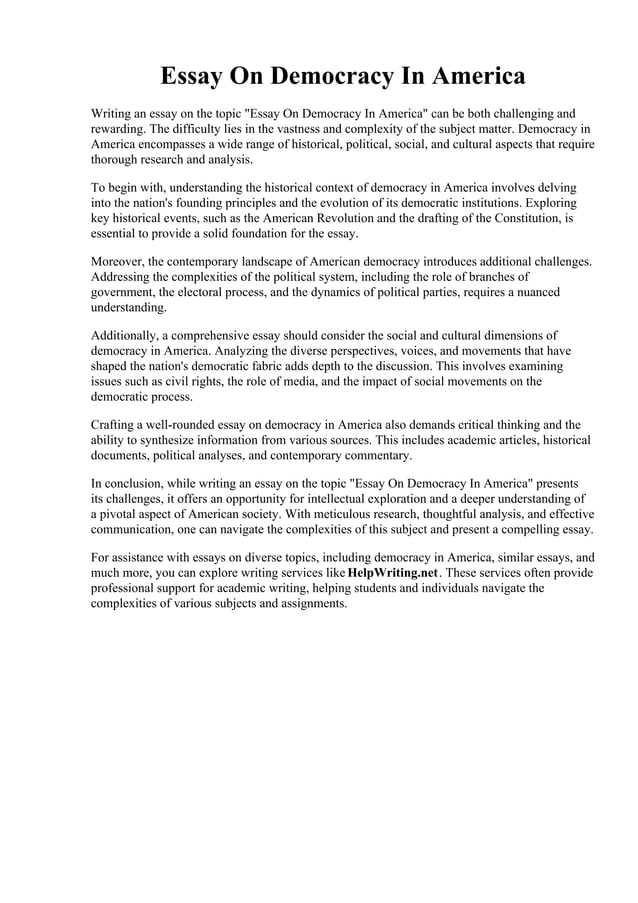 Essay On Democracy In America. United States and Democracy Essay ...