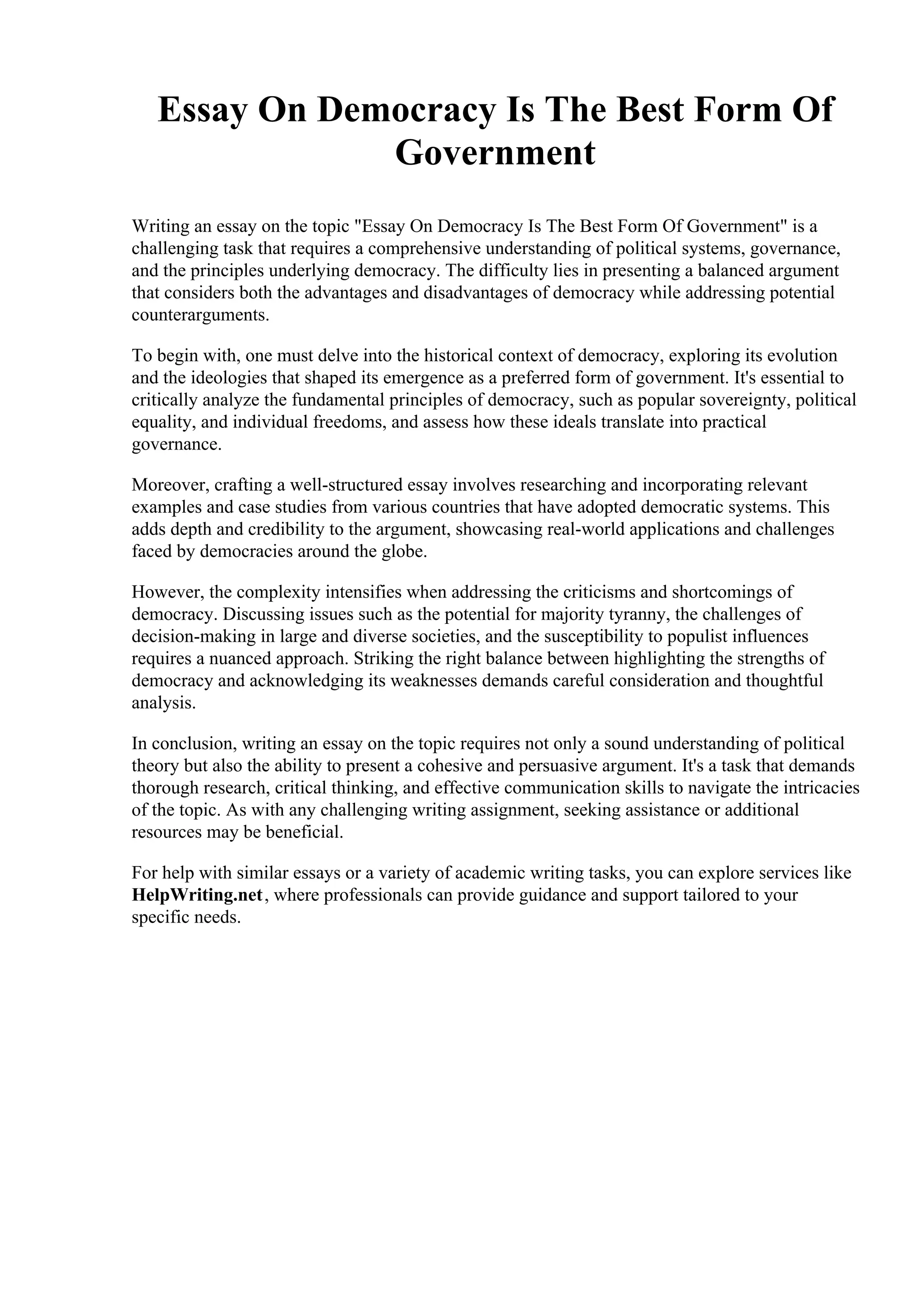 Essay On Democracy Is The Best Form Of Government.pdf