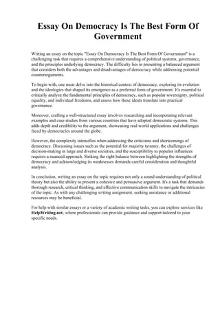 Essay On Democracy Is The Best Form Of Government.pdf