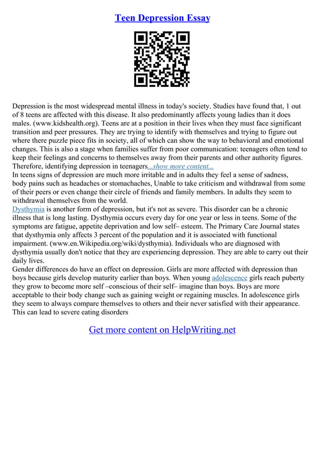 Essay On Depression | PDF | Mental Health | Diseases and Conditions