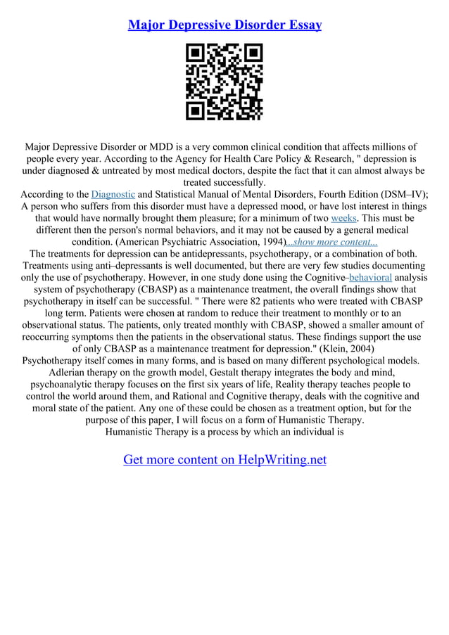 Essay On Depression | PDF | Mental Health | Diseases and Conditions