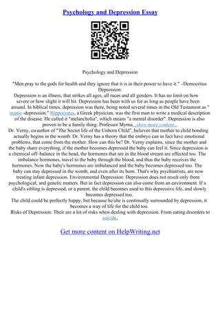 Essay On Depression | PDF