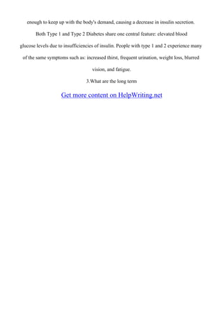 Essay On Diabetes | PDF