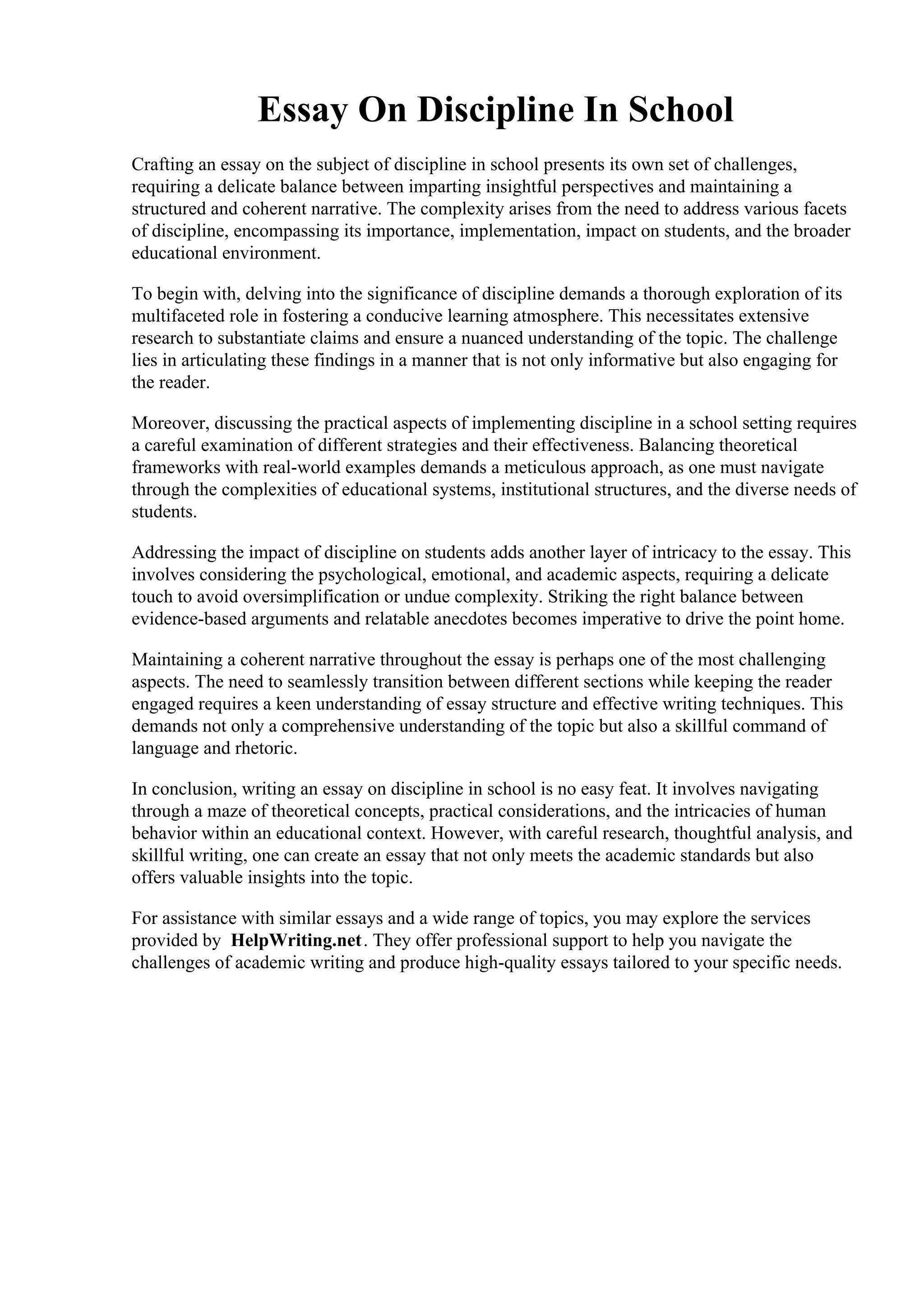 Essay On Discipline In School.pdf