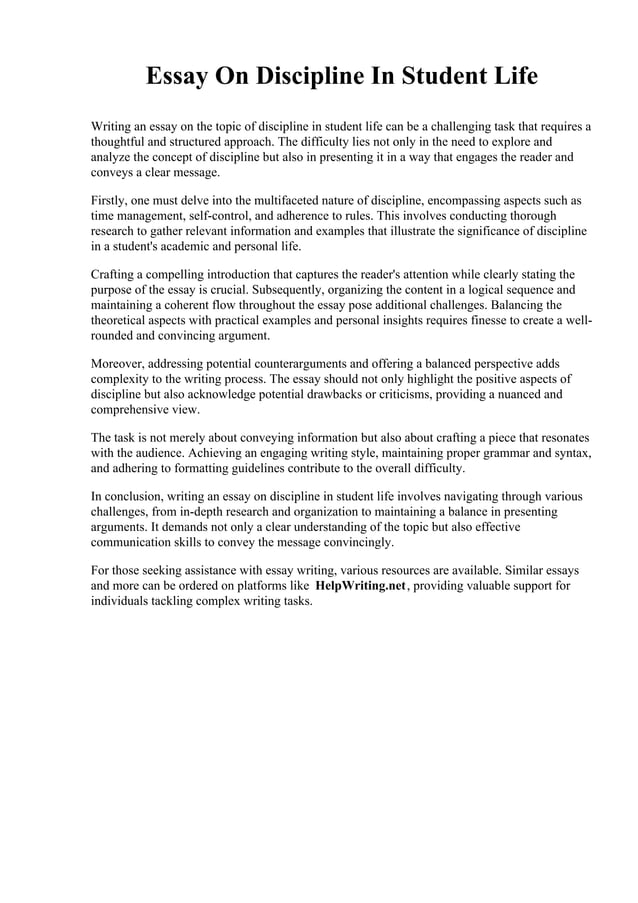 Essay On Discipline In Student Life.pdf | Educational Assessment ...