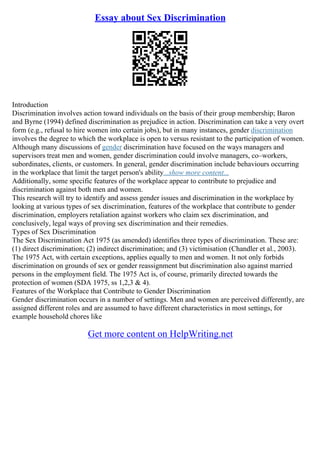 Essay On Discrimination | PDF