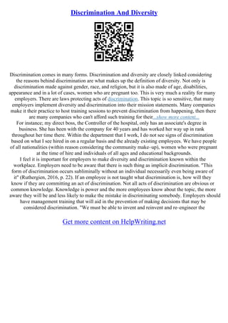 Essay On Discrimination | PDF