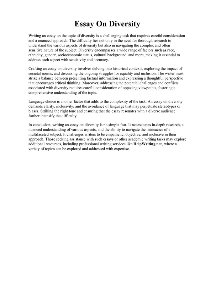 Essay On Diversity. . Diversity Essay Examples 2021 See How to Write an ...