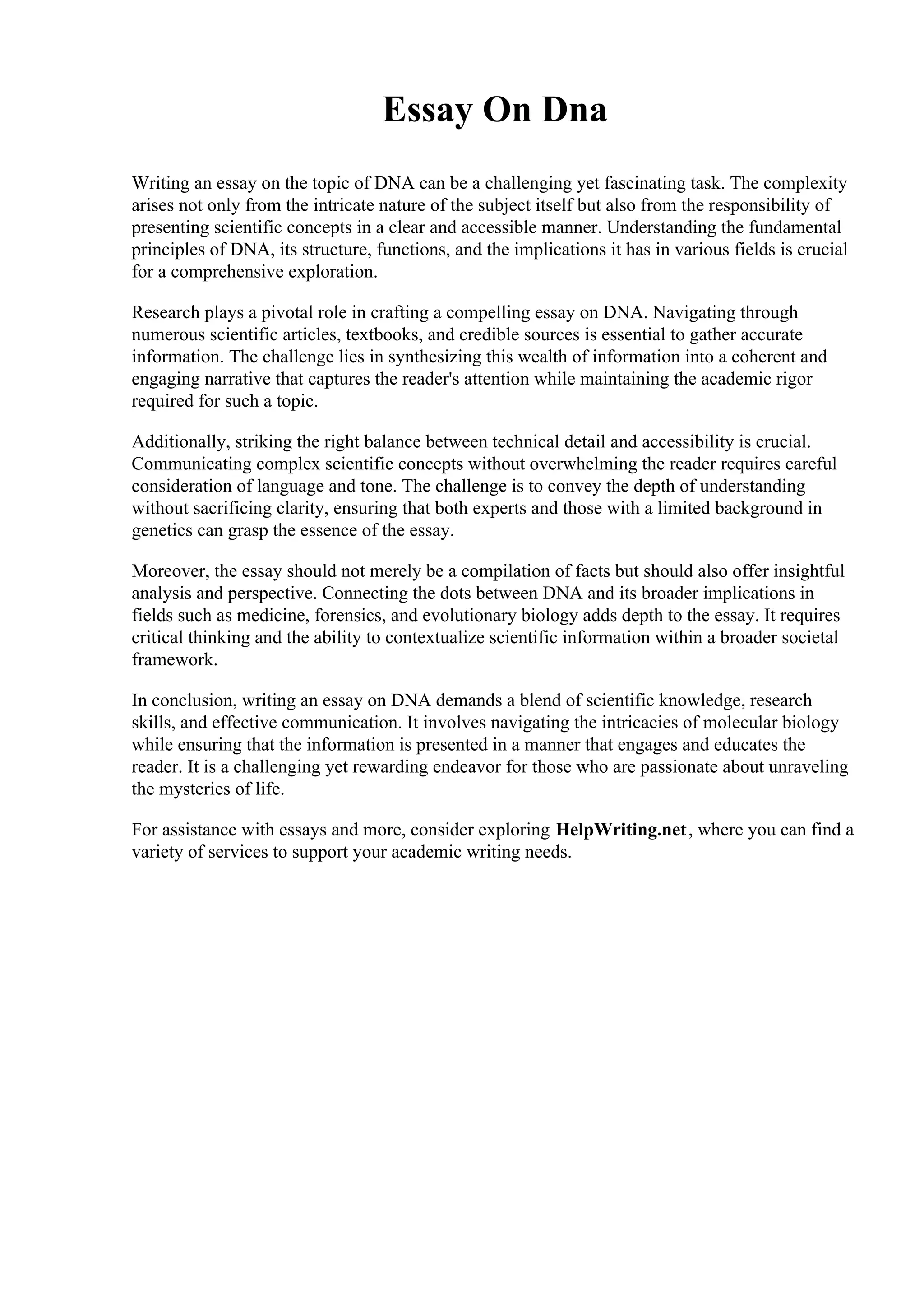 Essay On Dna. Black River Technical College | PDF