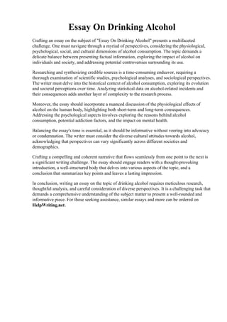 Essay On Drinking Alcohol | PDF