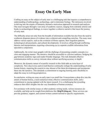 Essay On Early Man. Brigham Young University-Hawaii | PDF