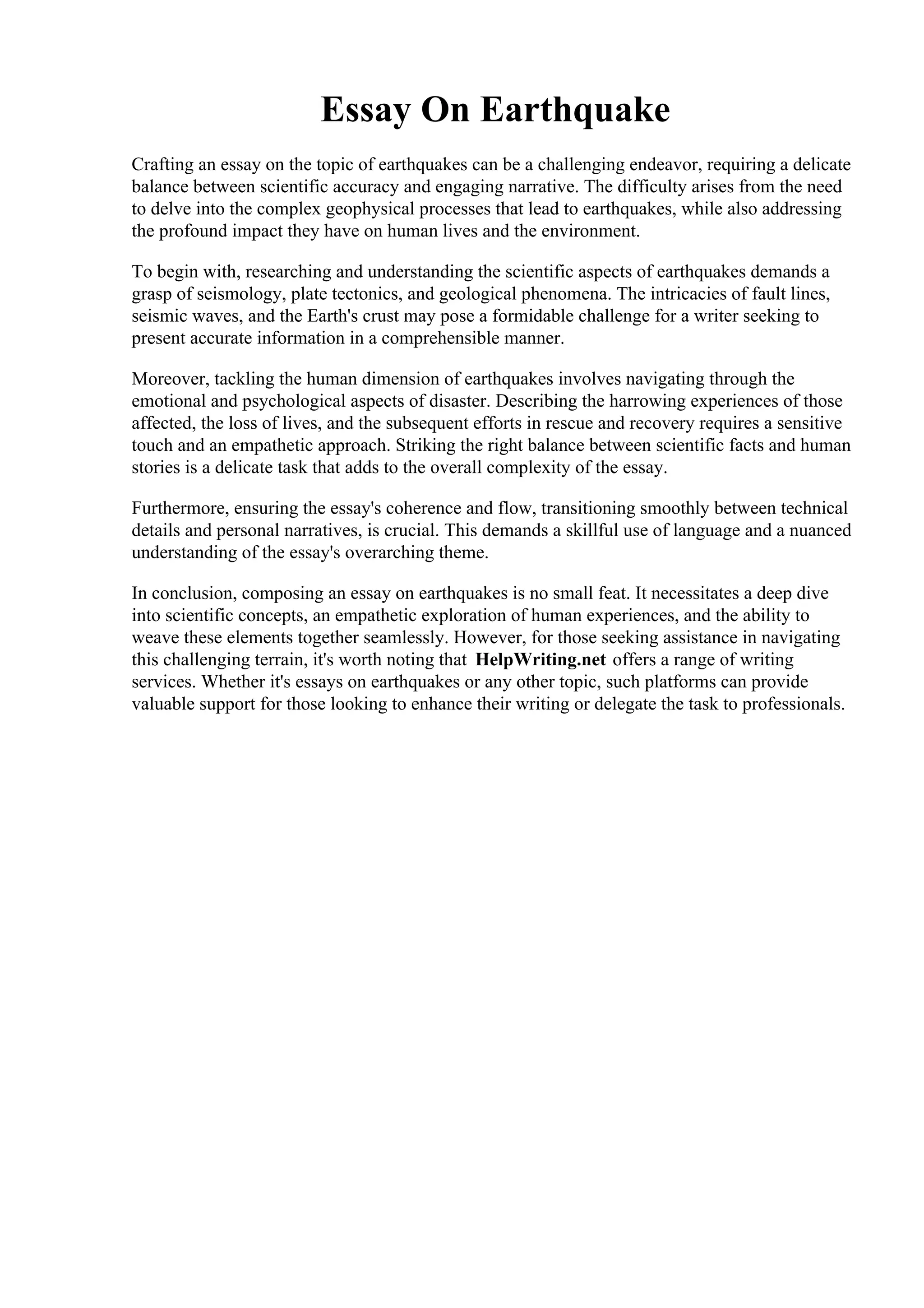 Essay On Earthquake. Earthquake Essay / Essay on Earthquake in hindi ...