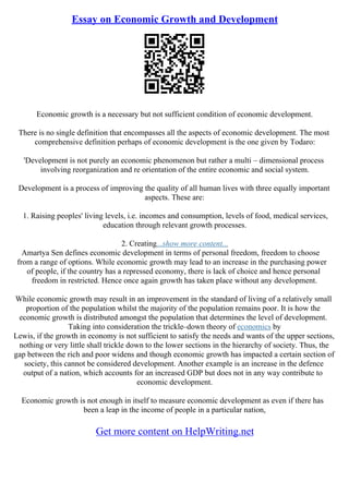 Essay On Economic Development | PDF