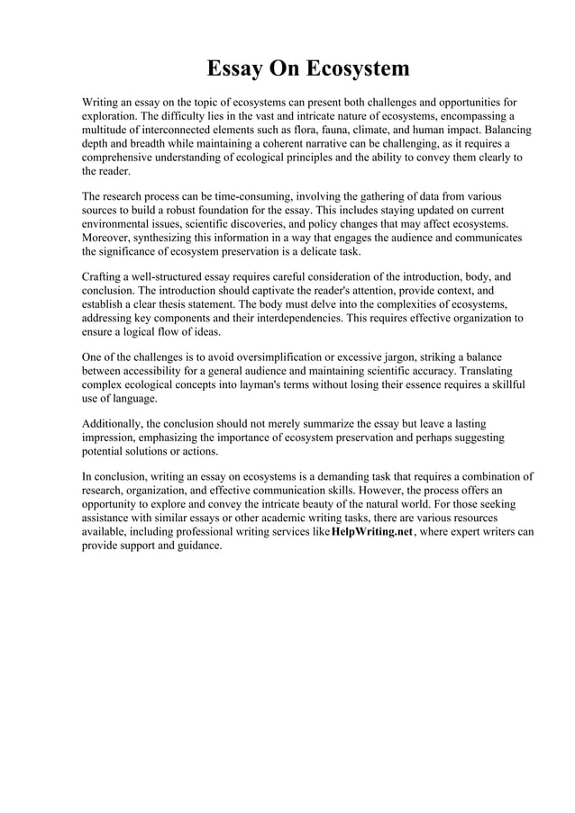 Essay On Ecosystem | PDF